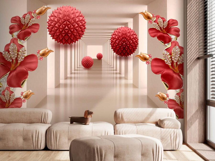 Wall murals Red ball with spikes : u95894 - Muralas.us