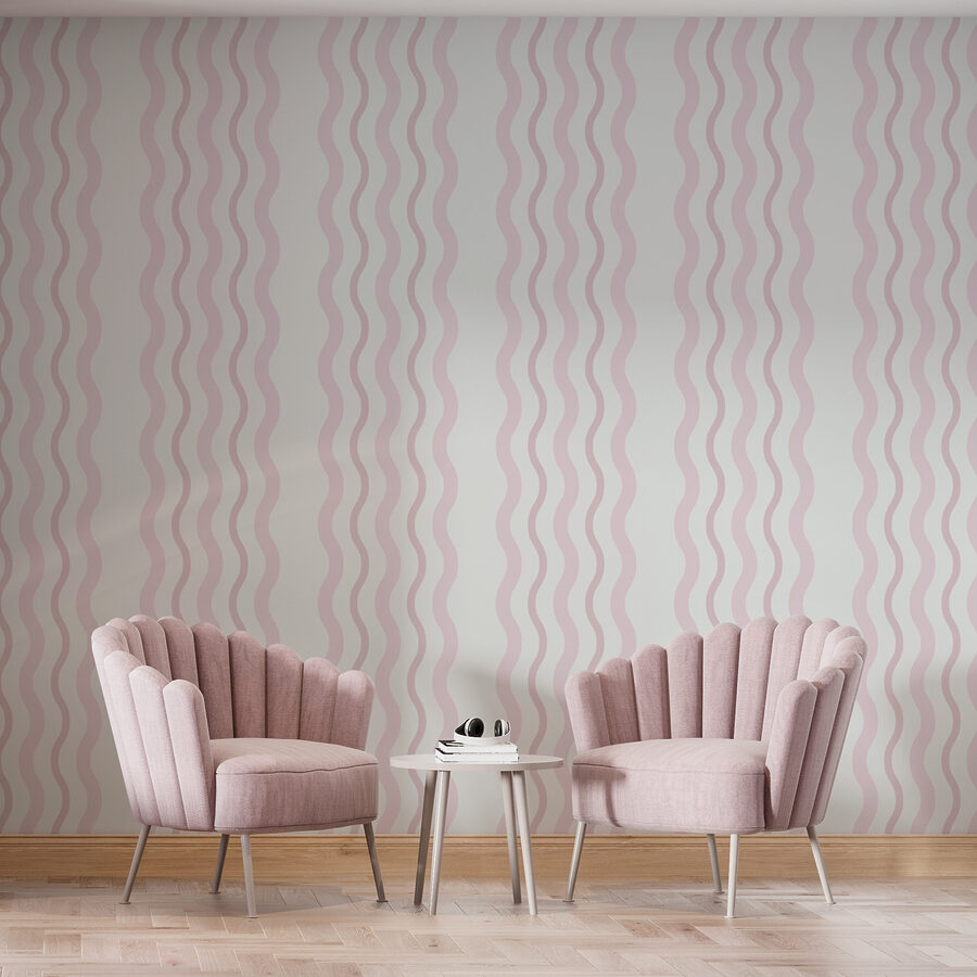 Wall murals Pattern of pink and white wavy lines : w00421v2 - Muralas.us